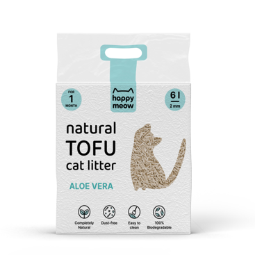 HAPPY MEOW AREIA TOFU AGLOMERANTE PARA GATO Aloe Vera 2mm 6L - Gato ...